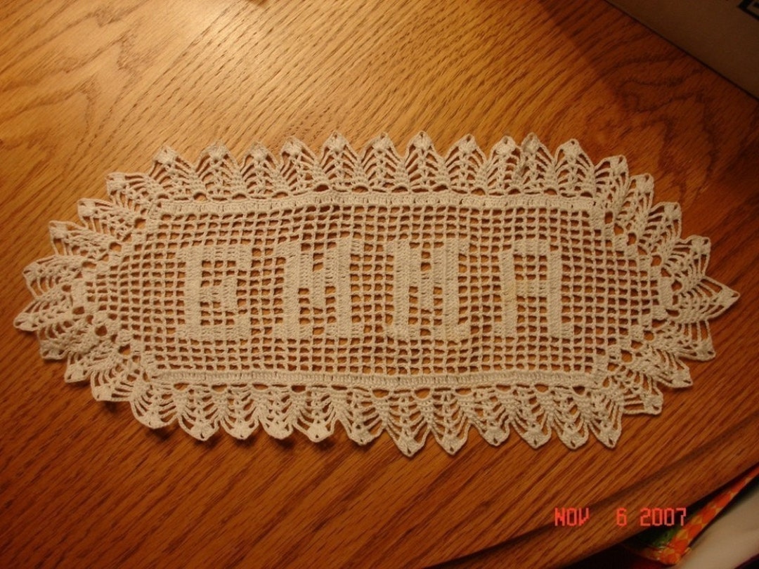 New Custom Personalized Filet Crochet NAME Doily up to 9 Letters - Etsy