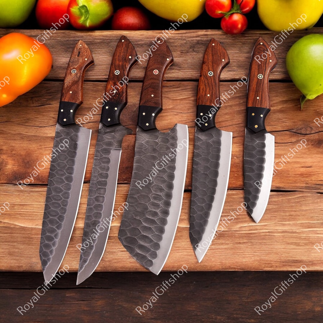 D2 Steel Handmade Chef Set, Hand Forged Kitchen Knives, Chef Knives ...
