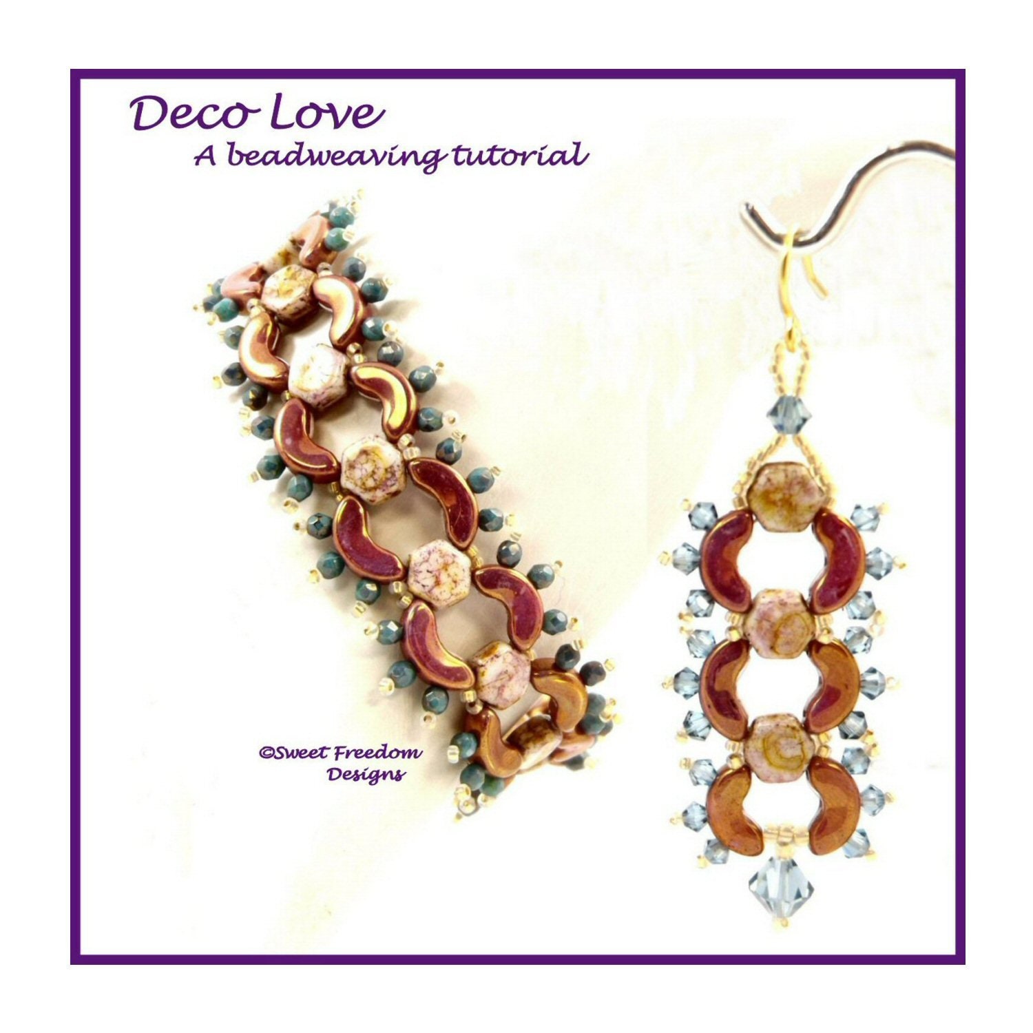 Honeycomb and Arcos Par Puca Crescent Tutorial, Crystal and Seed Bead ...
