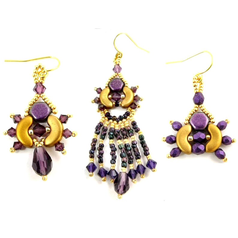 Honeycomb and Arcos Par Puca Crescent Tutorial, Crystal and Seed Bead ...