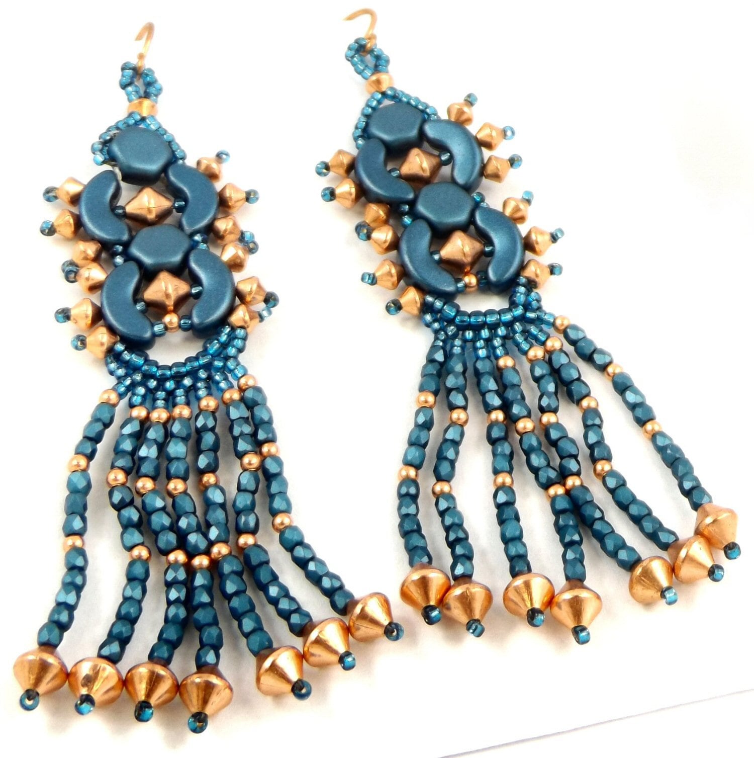 Honeycomb and Arcos Par Puca Crescent Tutorial, Crystal and Seed Bead ...