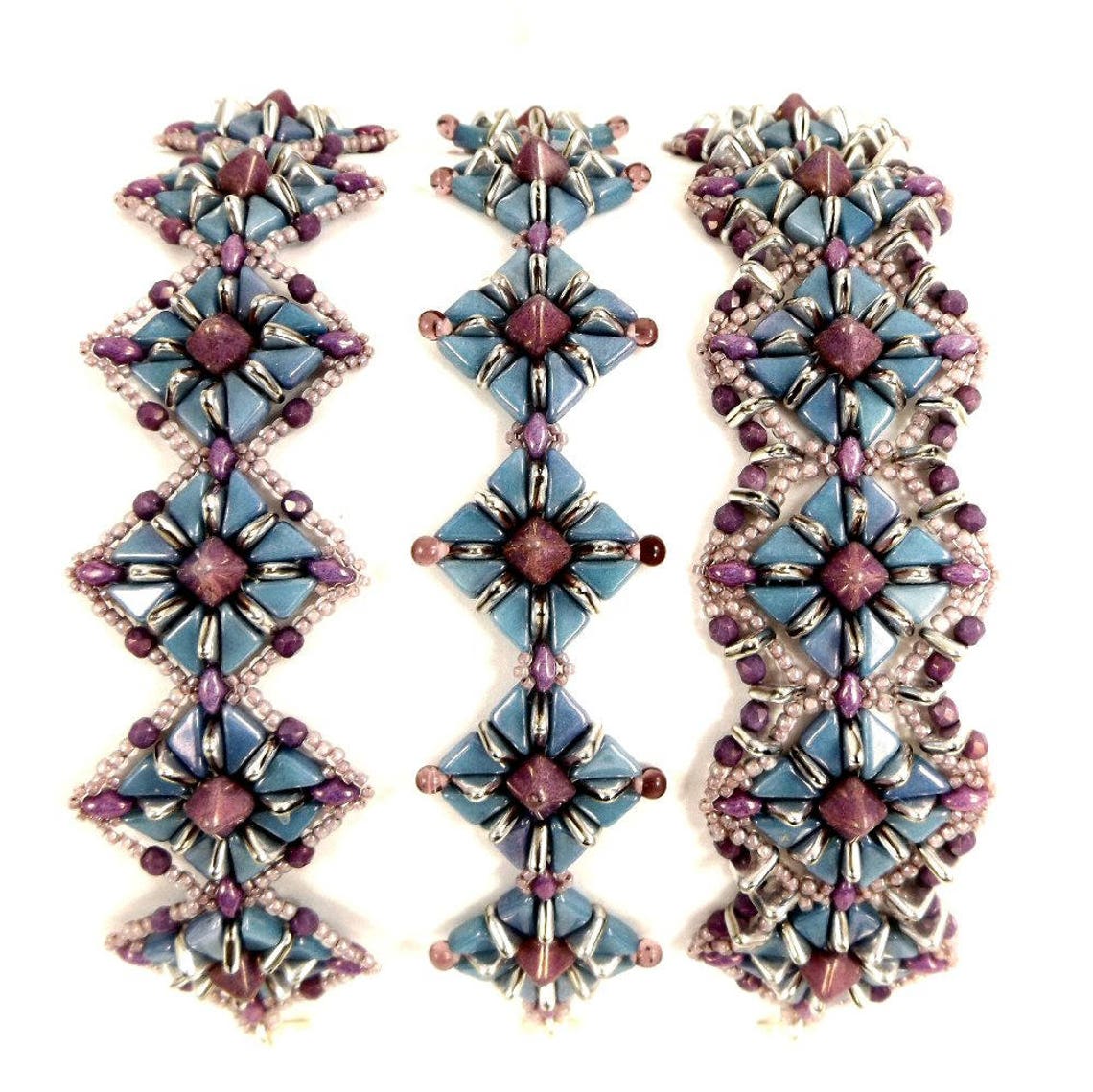 Tango Superduo and Pyramid Bead Pattern for Bracelets Earrings and ...
