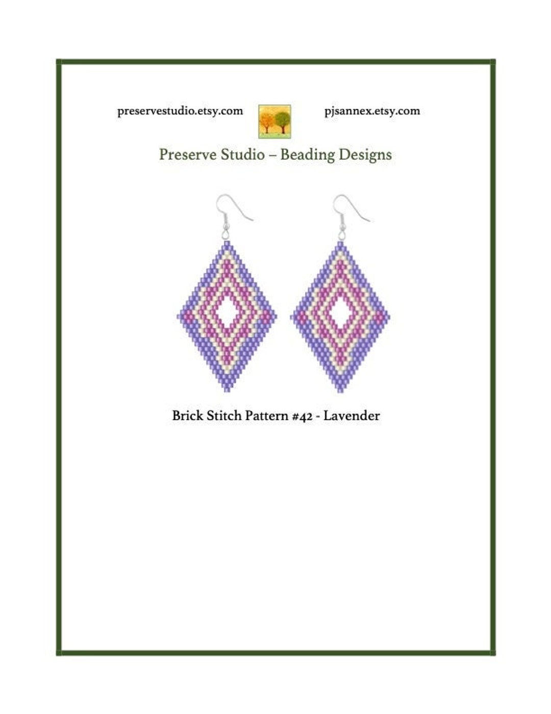 Brick Stitch Earring Pattern: Delica Beading, Drop Earrings (PDF ...
