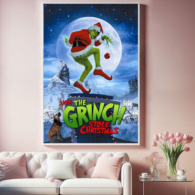 How the Grinch Stole Christmas Movie Poster, Top Canvas Cloth Poster ...