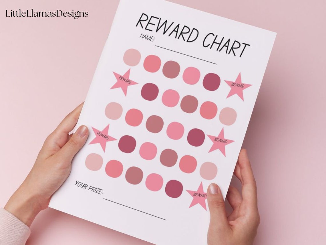 Rewards Chart, Kids Reward Chart, Pink Reward Kids Chart, Pink Kids ...