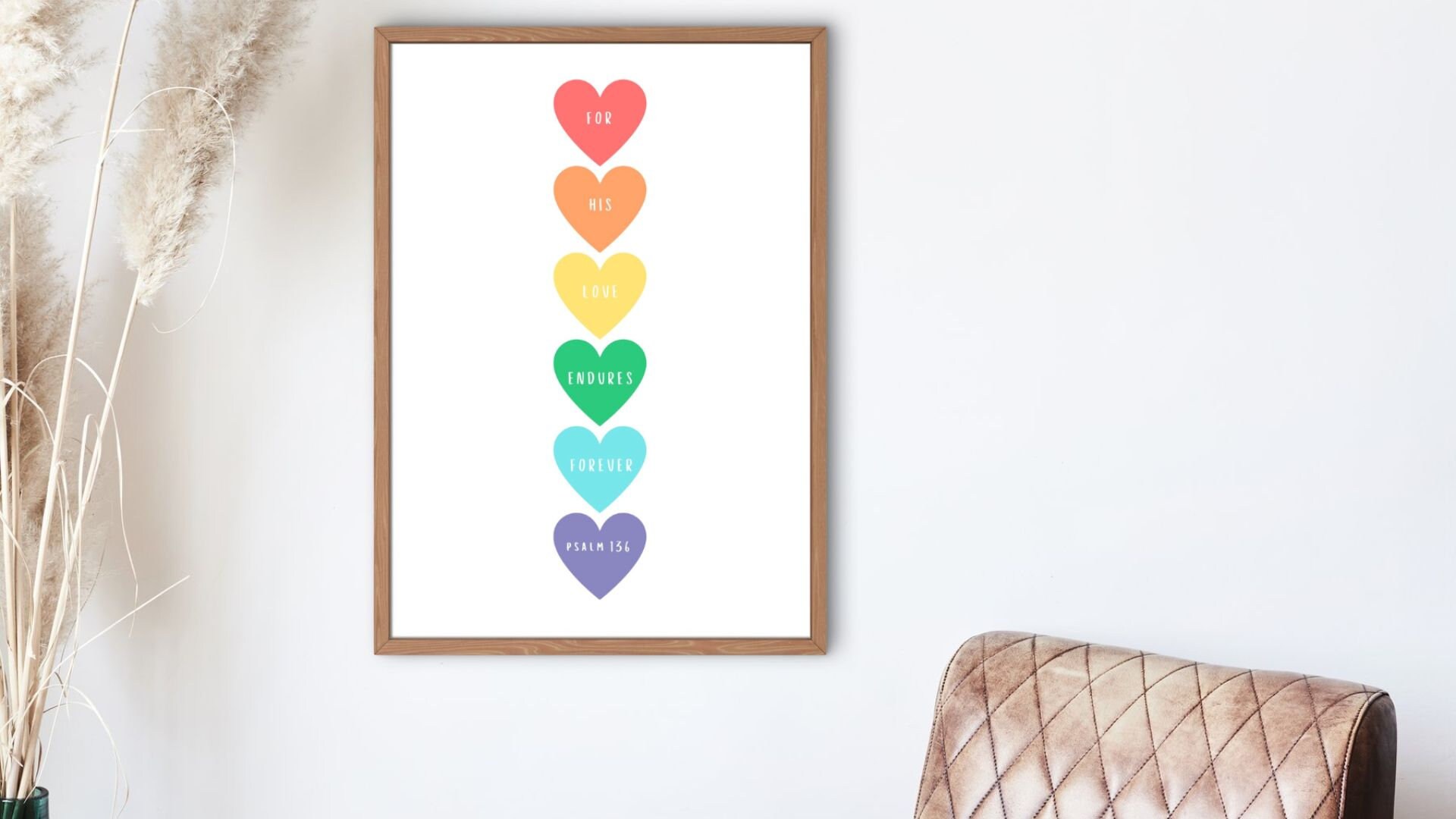 Rainbow Bible Verse Poster, Kids Bible Verse Poster, Psalm 136 Poster ...