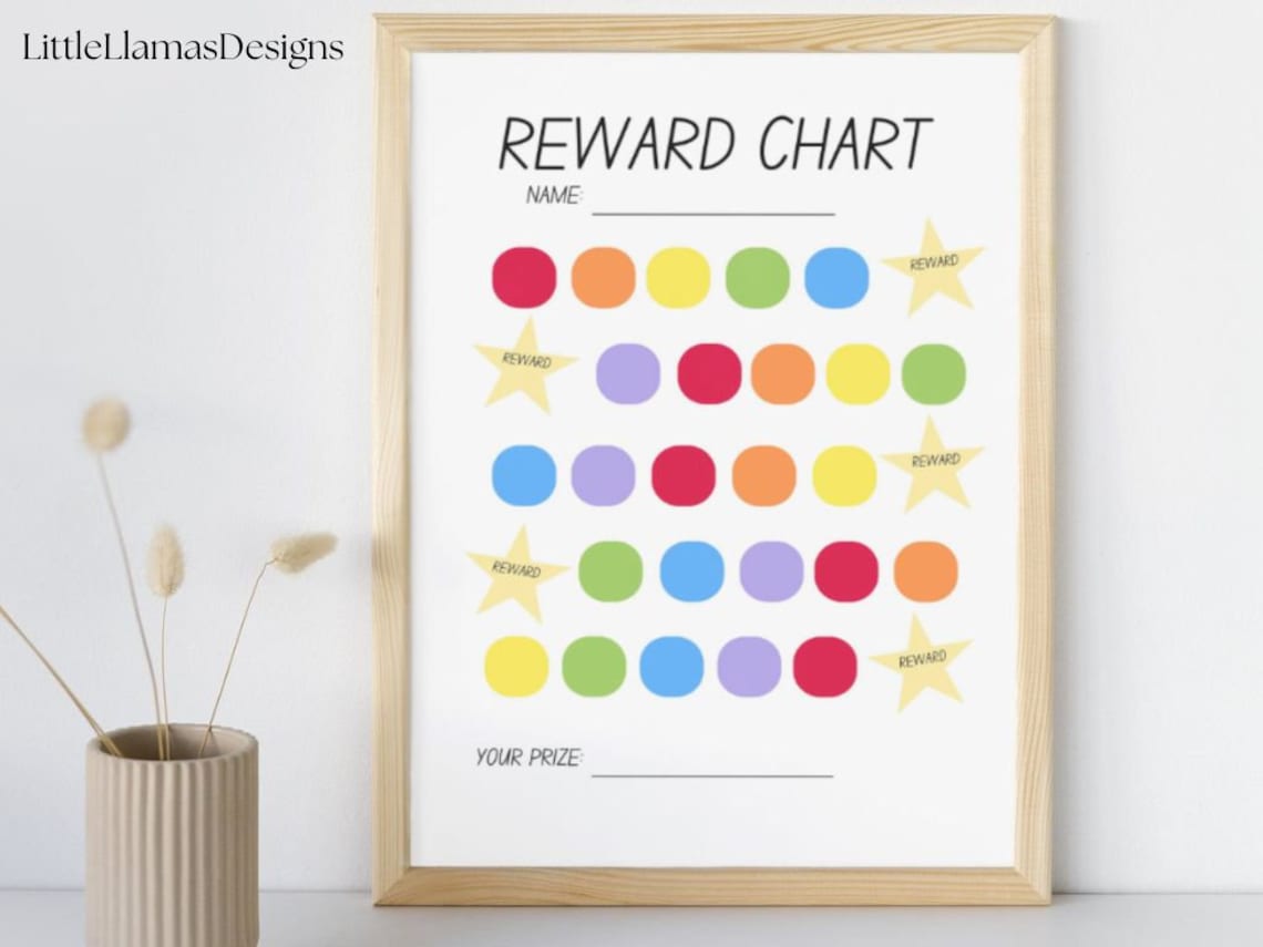 Rewards Chart, Kids Reward Chart, Rainbow Reward Chart, Rainbow Kids ...