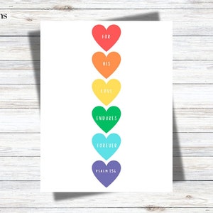 Rainbow Bible Verse Poster, Kids Bible Verse Poster, Psalm 136 Poster ...