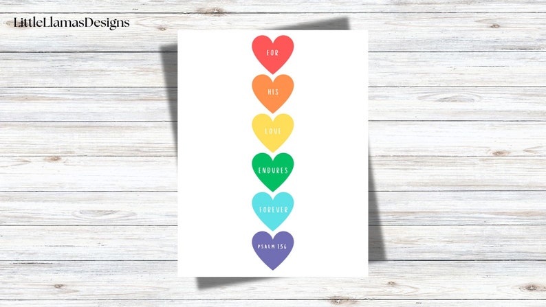 Rainbow Bible Verse Poster, Kids Bible Verse Poster, Psalm 136 Poster ...