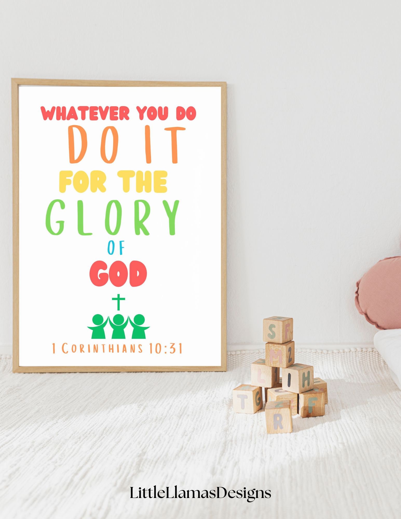 Rainbow Bible Verse Kid Poster, 1 Corinthians 10:31 Kids Poster, Bible ...