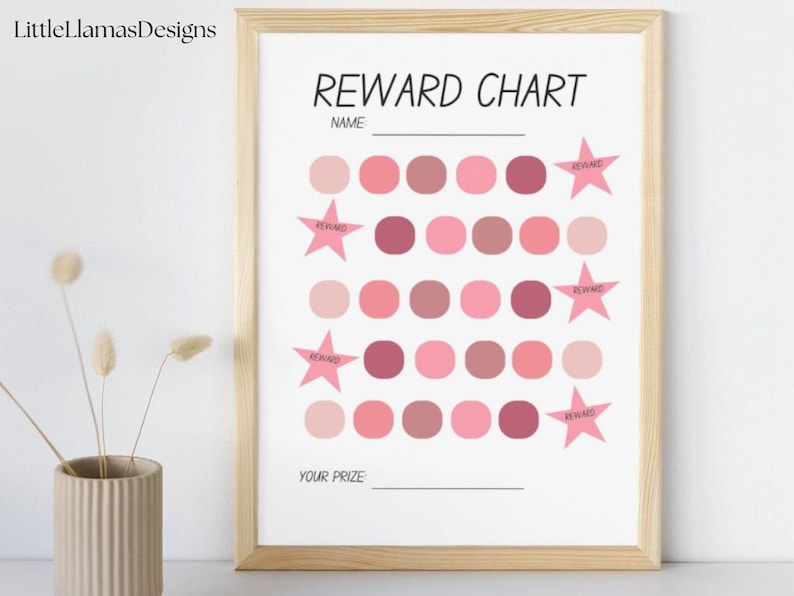Rewards Chart, Kids Reward Chart, Pink Reward Kids Chart, Pink Kids ...