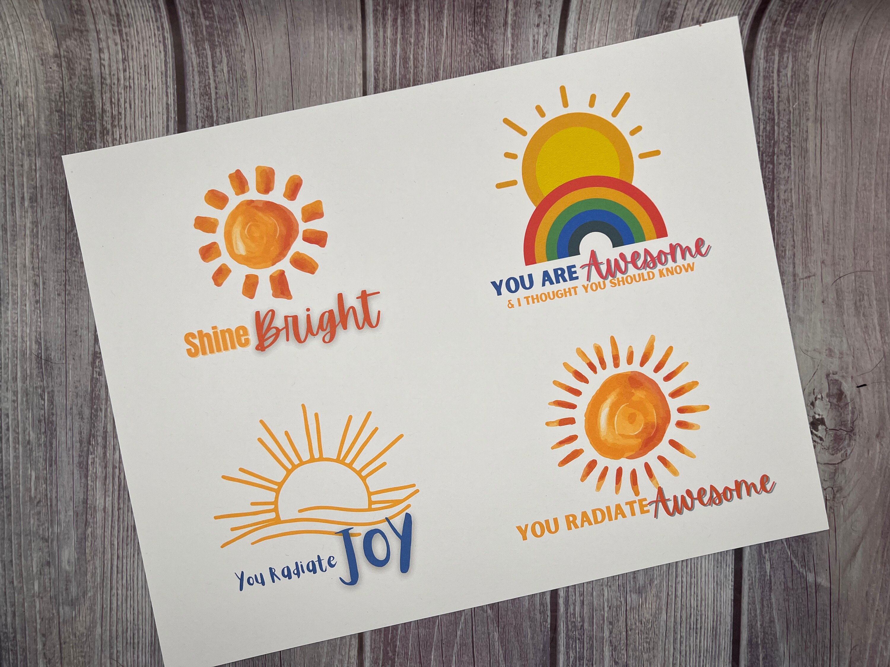PRINTABLE SUNSHINE Kindness & Cheer Cards- Two Sizes Included ...