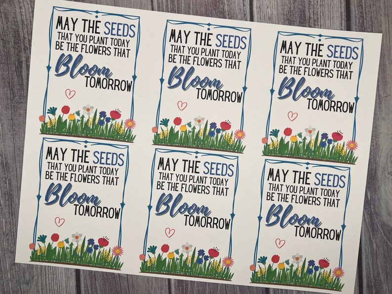 PRINTABLE Favor & Kindness Cards- Two Sizes Included! - Seed Packet and ...