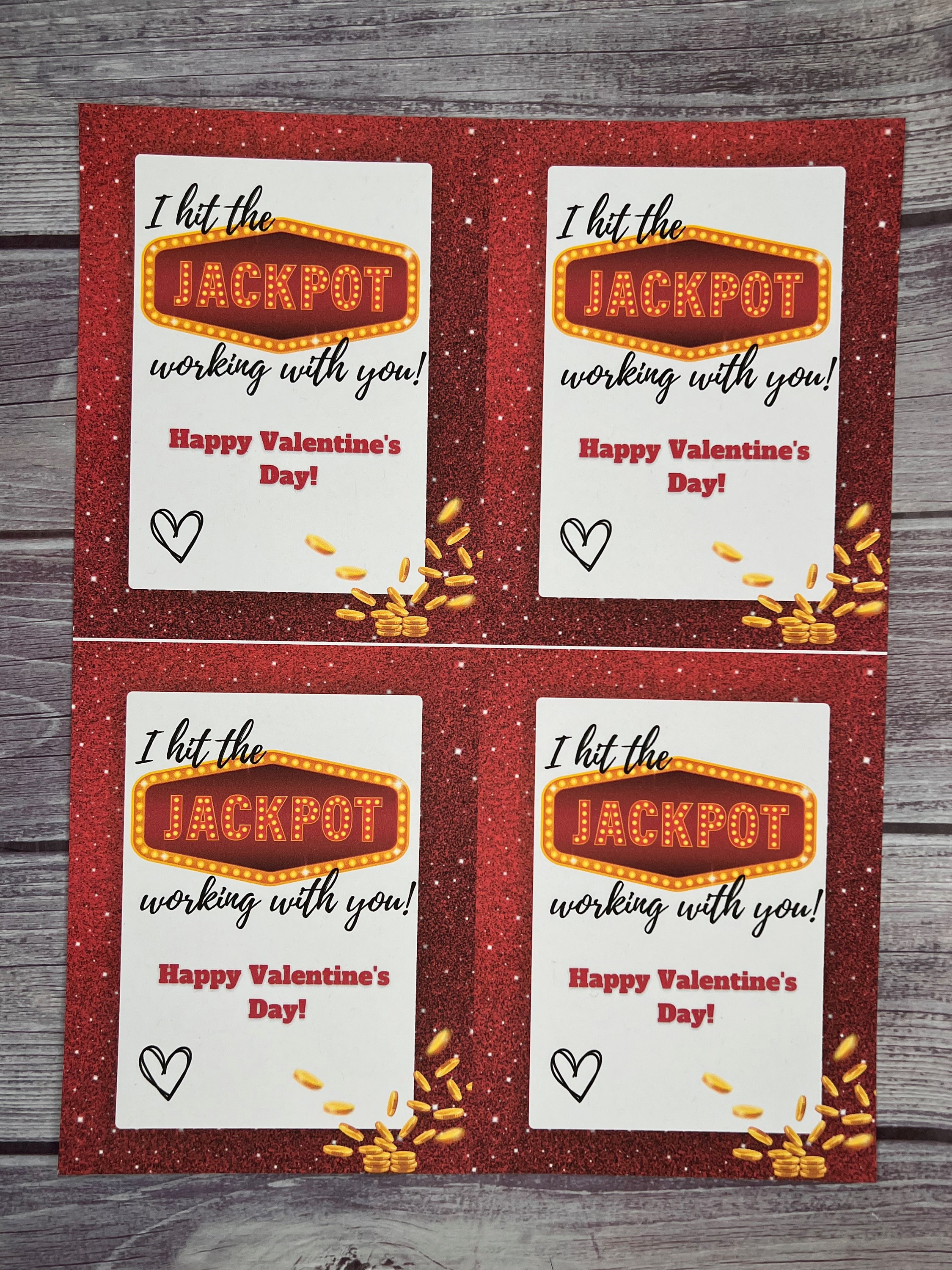 PRINTABLE Lotto Valentine- I Hit the Jackpot Working With You! Coworker ...