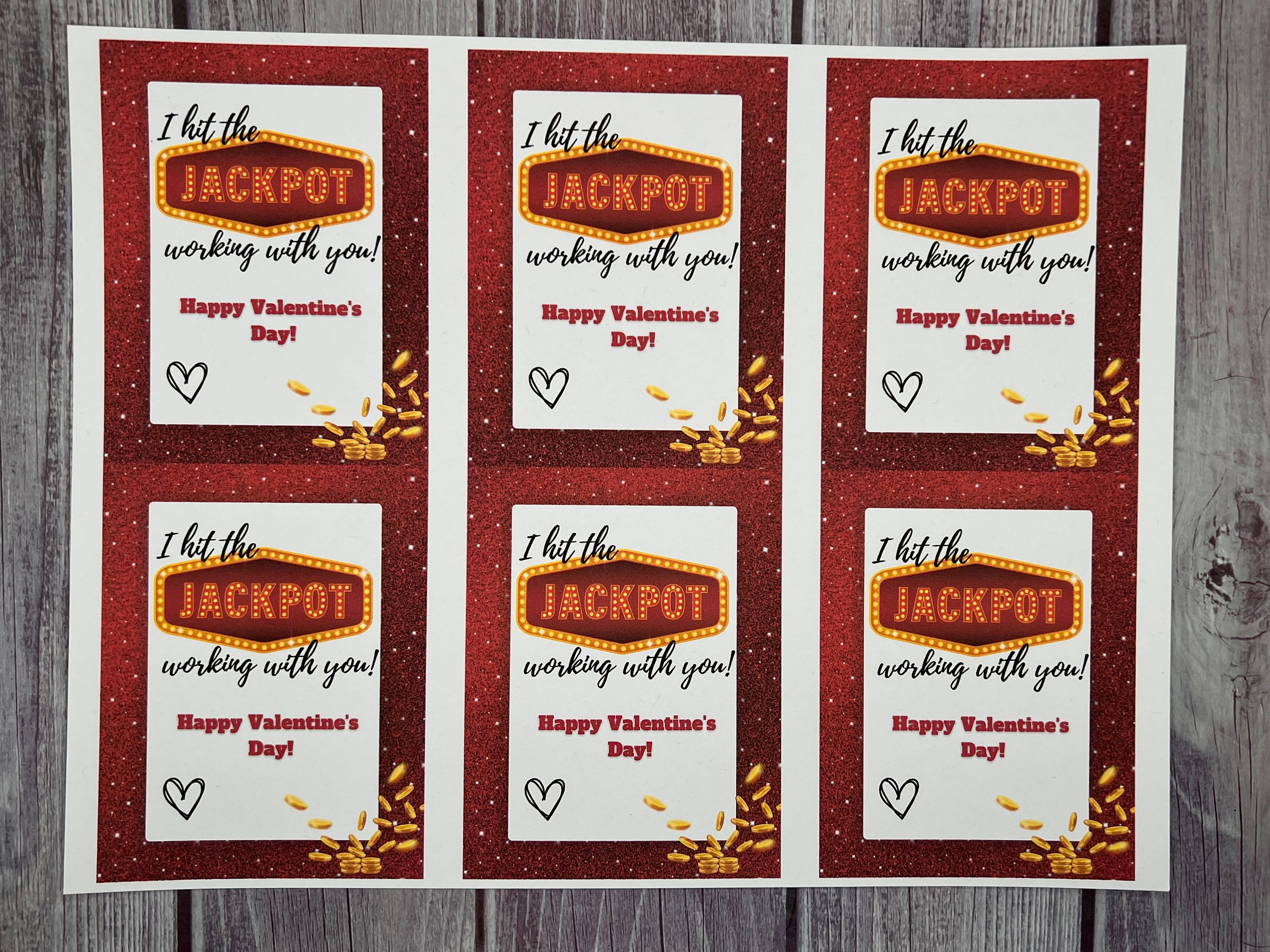 PRINTABLE Lotto Valentine- I Hit the Jackpot Working With You! Coworker ...