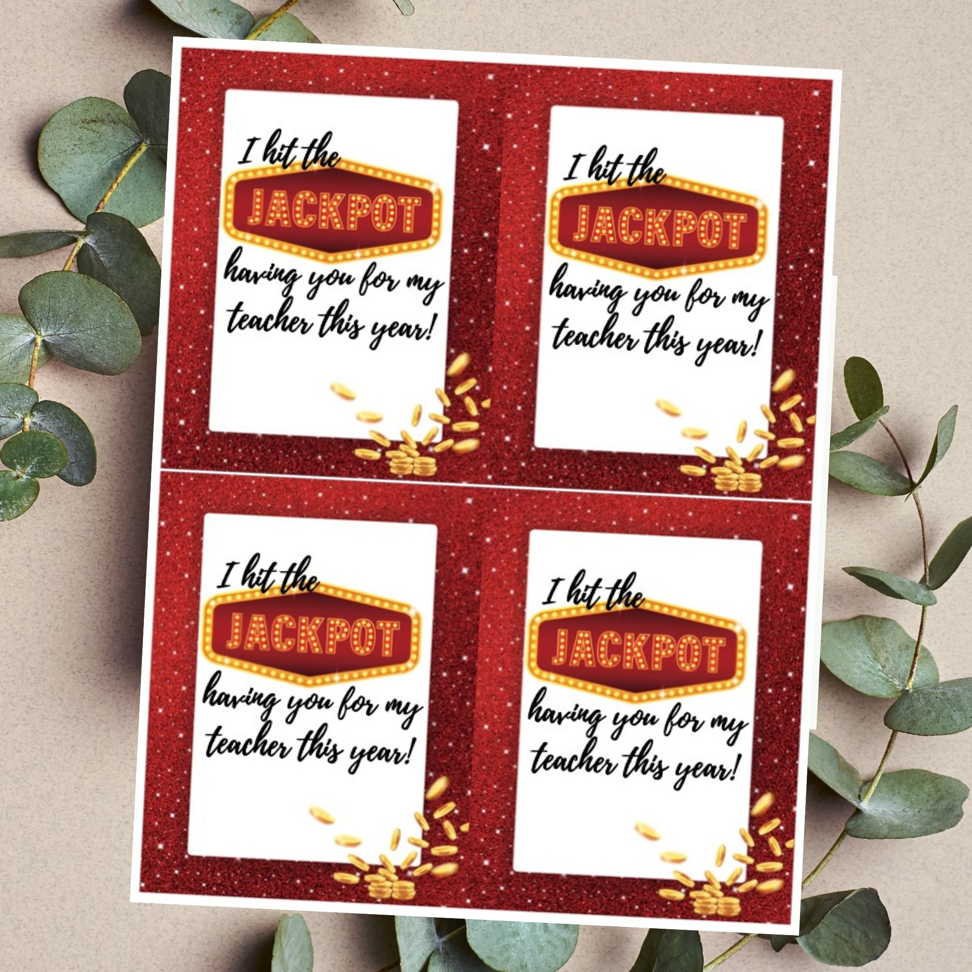 PRINTABLE Lotto Appreciation Tag for Teacher- Teacher Appreciation Gift ...