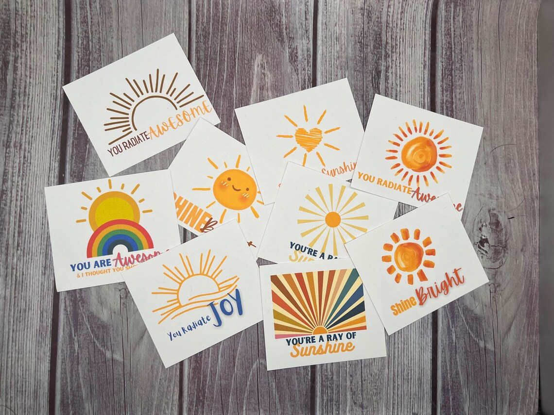 PRINTABLE SUNSHINE Kindness & Cheer Cards- Two Sizes Included ...