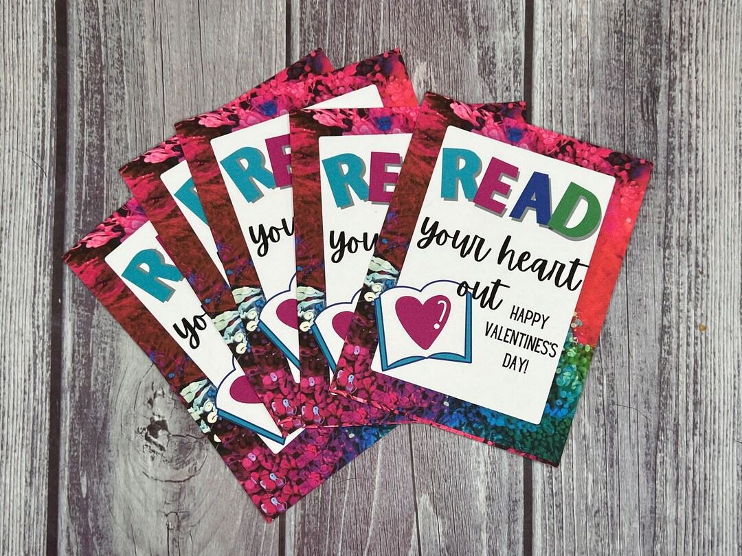 PRINTABLE READ Valentine- Read Your Heart Out Rainbow Watercolor ...