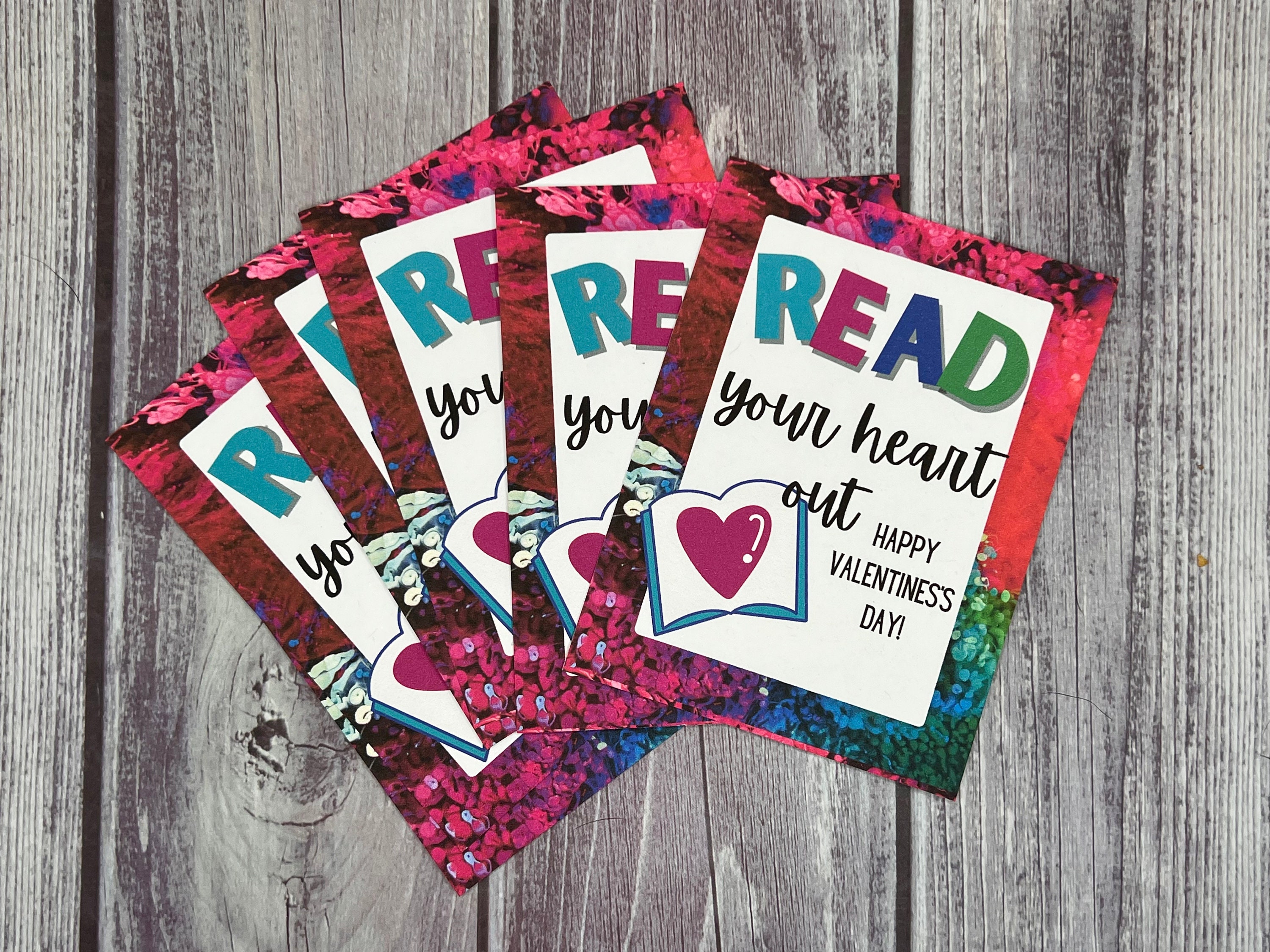 PRINTABLE READ Valentine- Read Your Heart Out Rainbow Watercolor ...