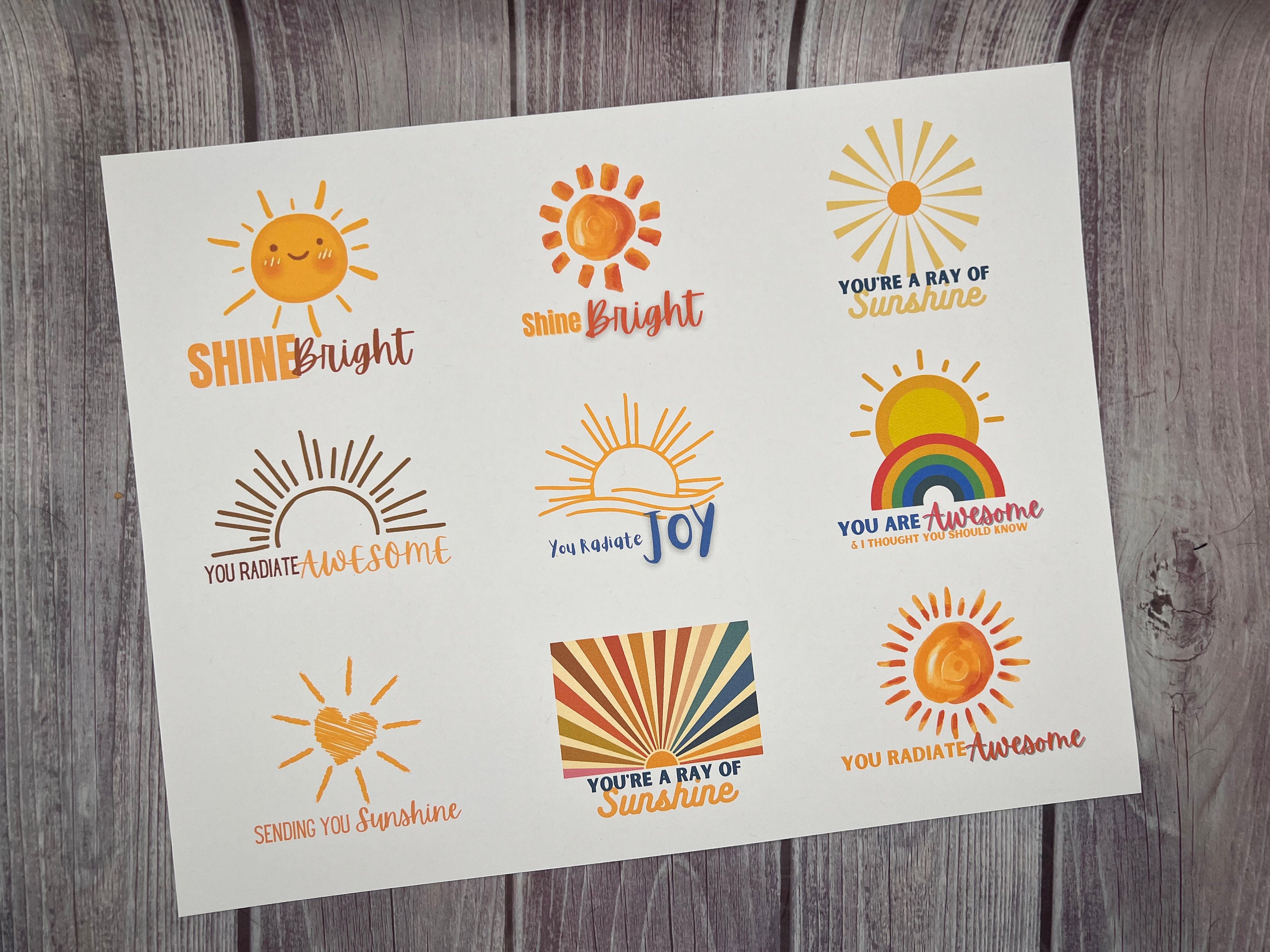 PRINTABLE SUNSHINE Kindness & Cheer Cards- Two Sizes Included ...