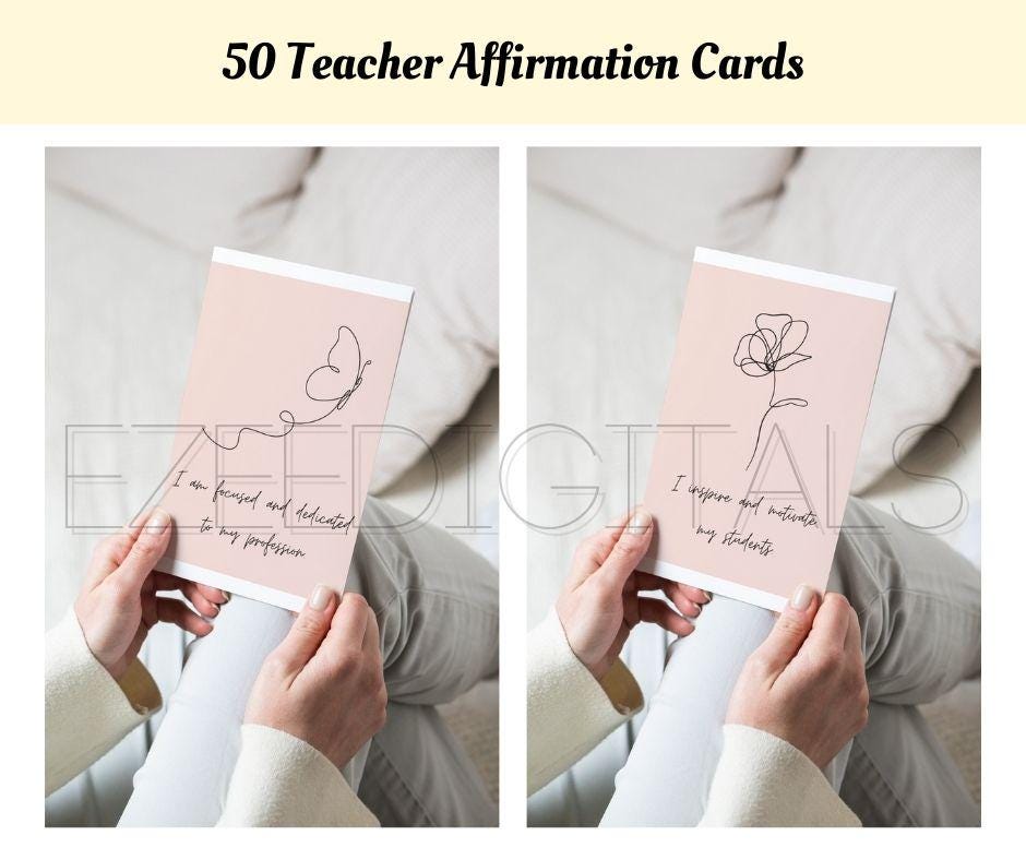 Printable Teacher Positive Affirmation Card Teacher Affirmation Card ...