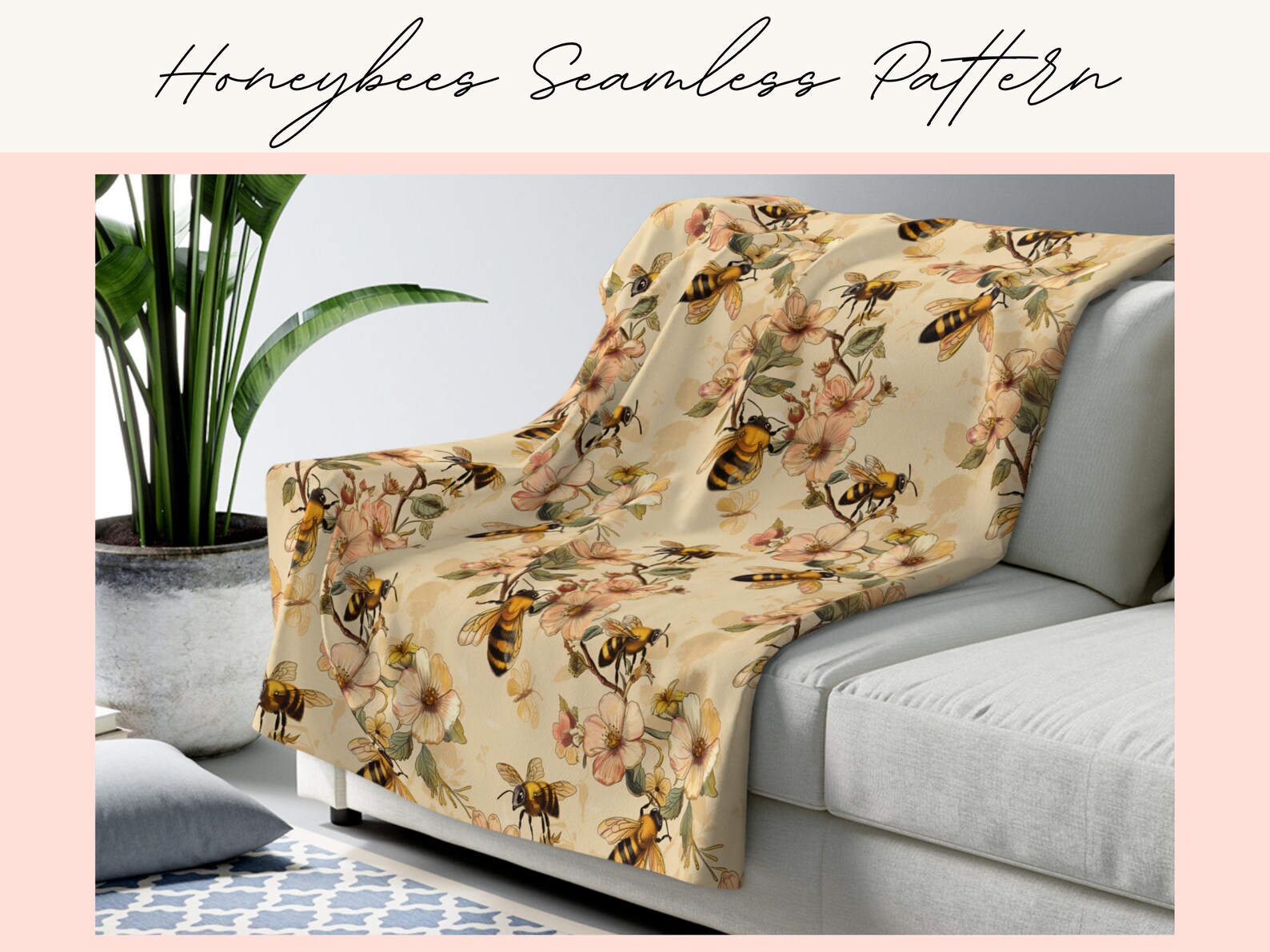 Bee Seamless Pattern Honeybee Digital Paper Bees Wallpaper Bee Digital ...