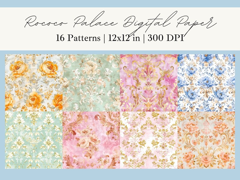Rococo Palace Digital Paper Rococo Seamless Pattern Rococo Digital ...