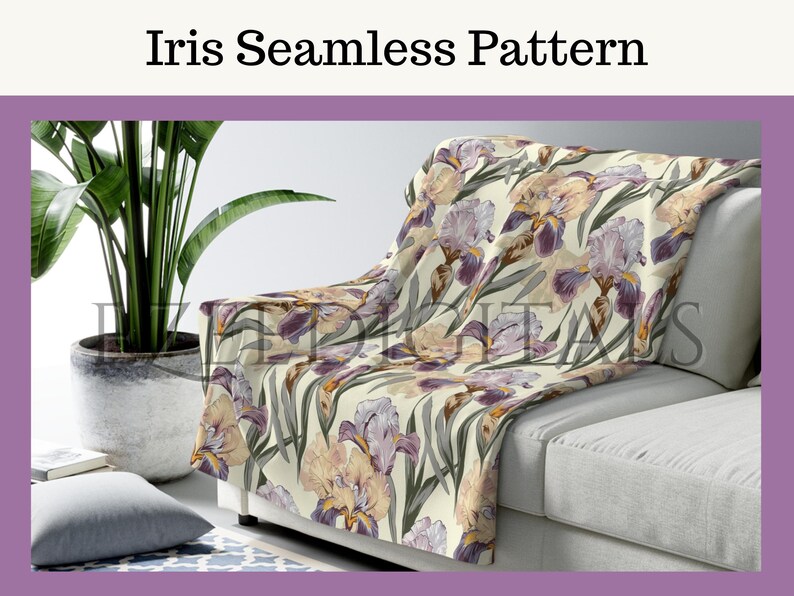 Iris Seamless Pattern Iris Digital Paper Floral Wallpaper Iris Wallpaper Floral Spring Digital ...