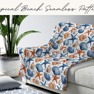 Tropical Beach Seamless Pattern Tropical Beach Digital Paper Beach ...
