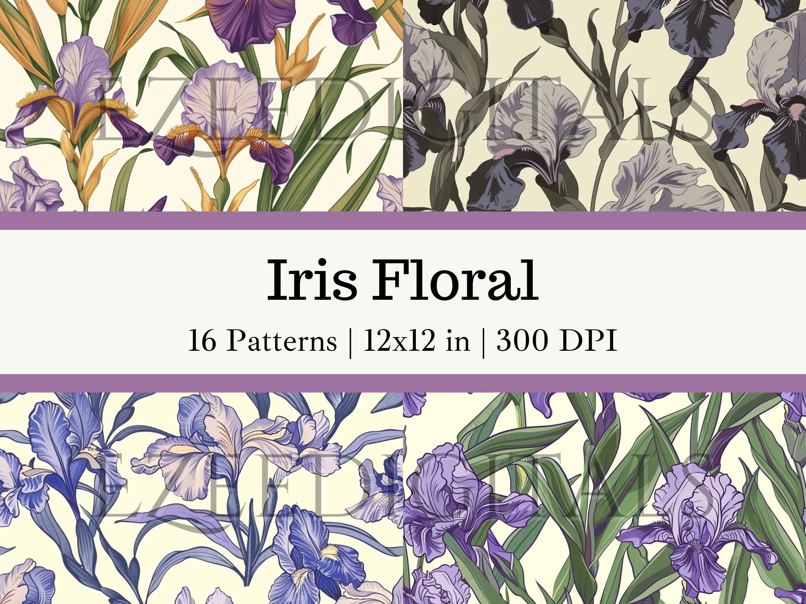 Iris Seamless Pattern Iris Digital Paper Floral Wallpaper Iris Wallpaper Floral Spring Digital ...