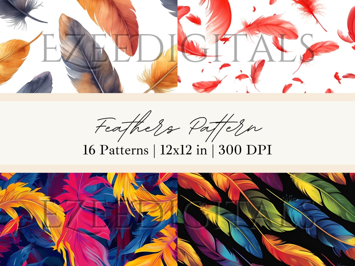 Feather Seamless Pattern Feather Digital Pattern Feathers Pattern ...