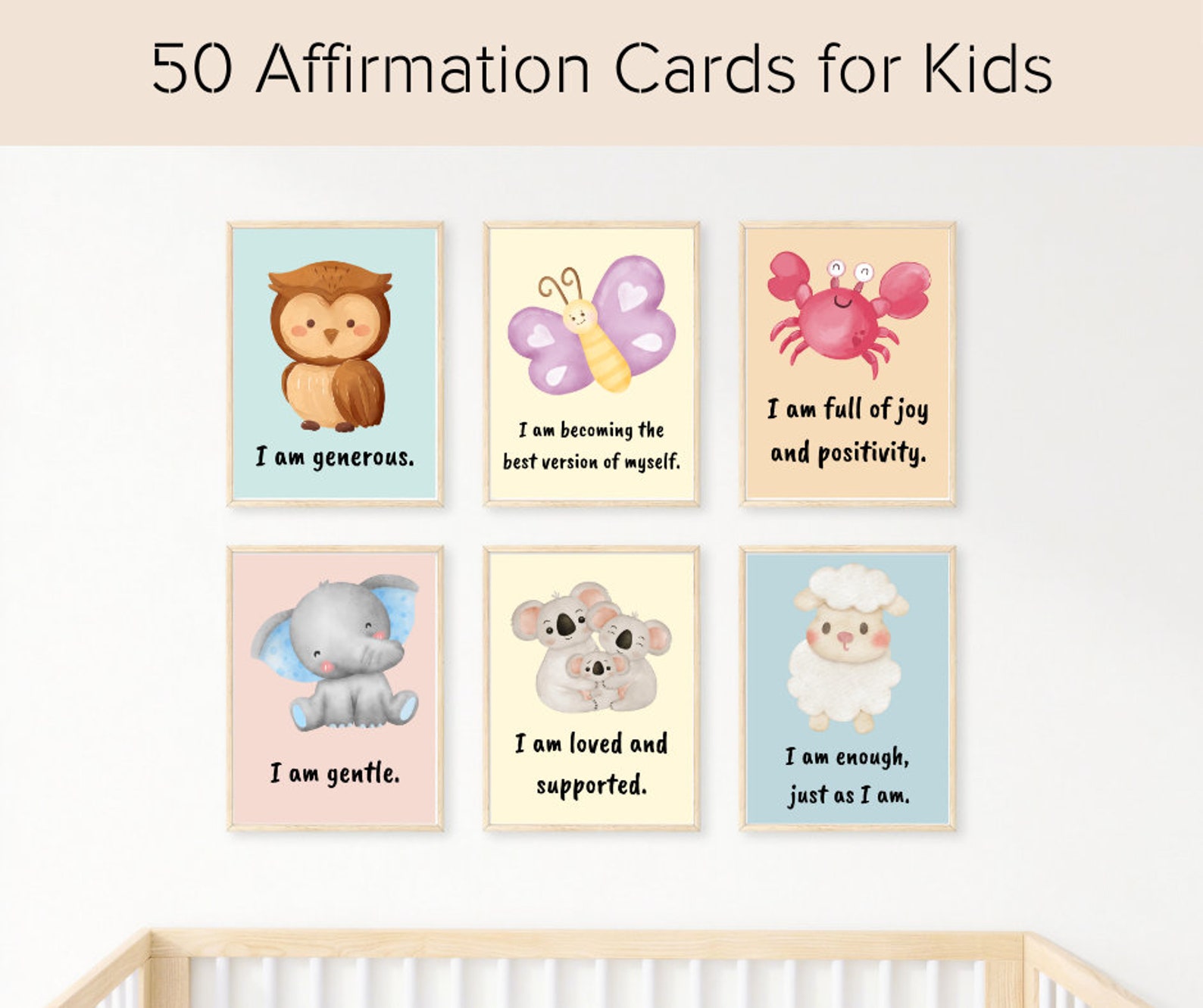 Printable Children's Positive Affirmation Cards, Set of 50 Kids ...