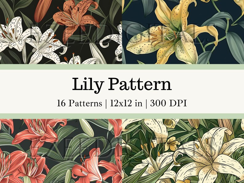 Lily Seamless Pattern Lily Digital Paper Lily Wallpaper Lily Wallpaper ...