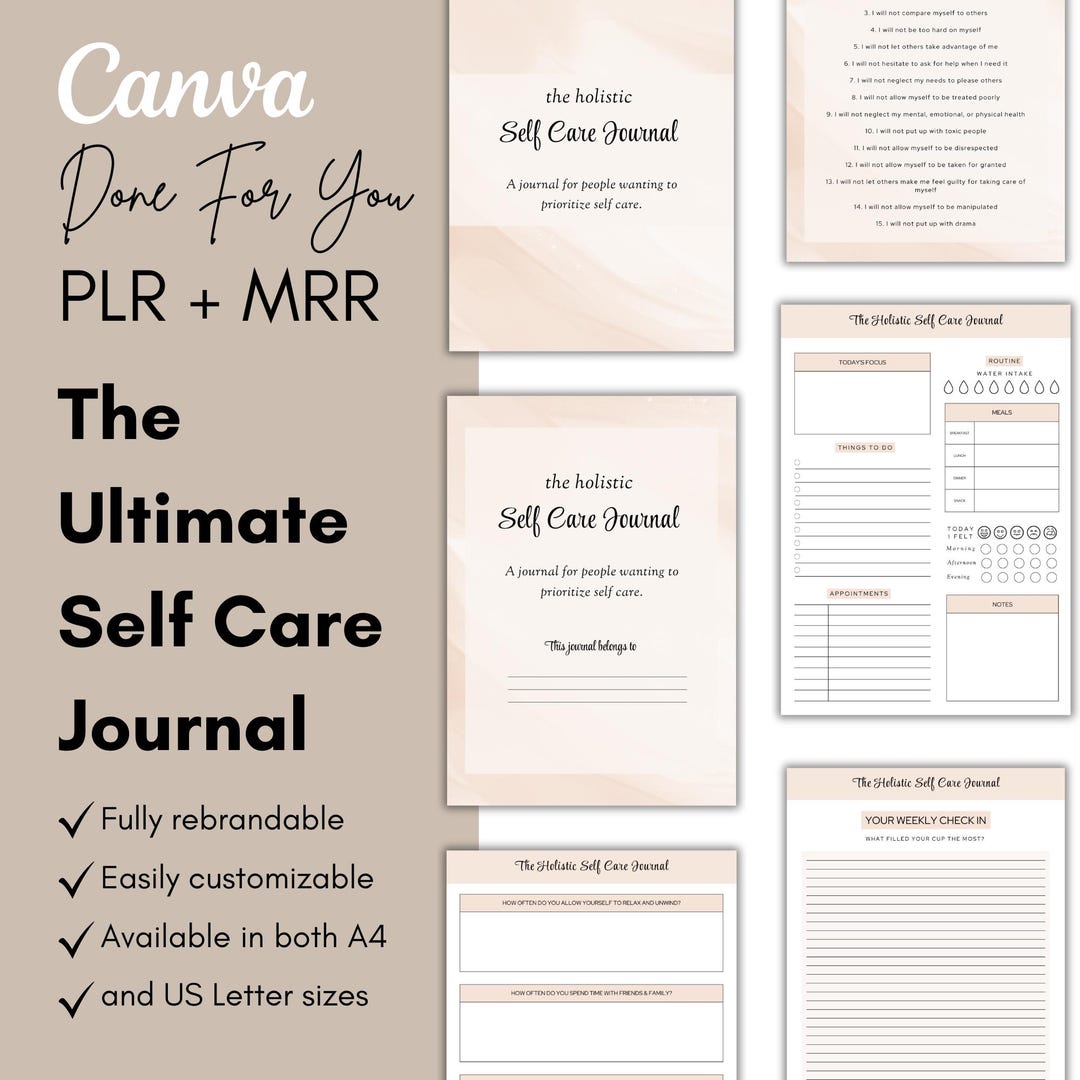 Self Care Journal Template Done for You Wellness Journal Life Coaching ...