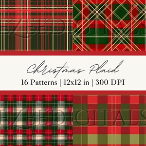 Christmas Plaid Seamless Pattern Christmas Plaid Digital Paper ...