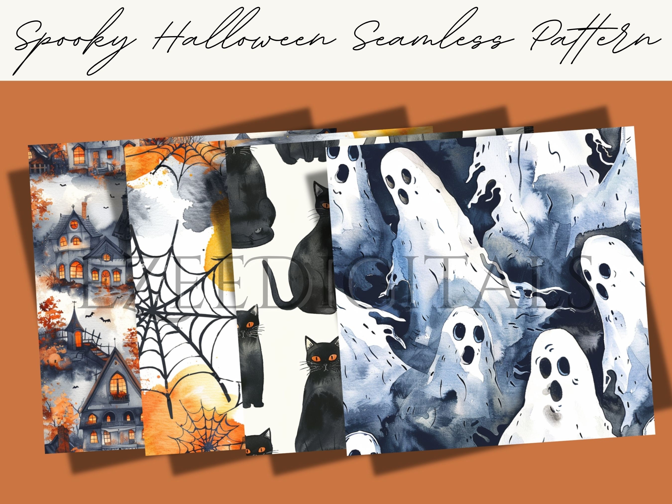 Spooky Halloween Seamless Pattern Halloween Digital Paper Halloween ...