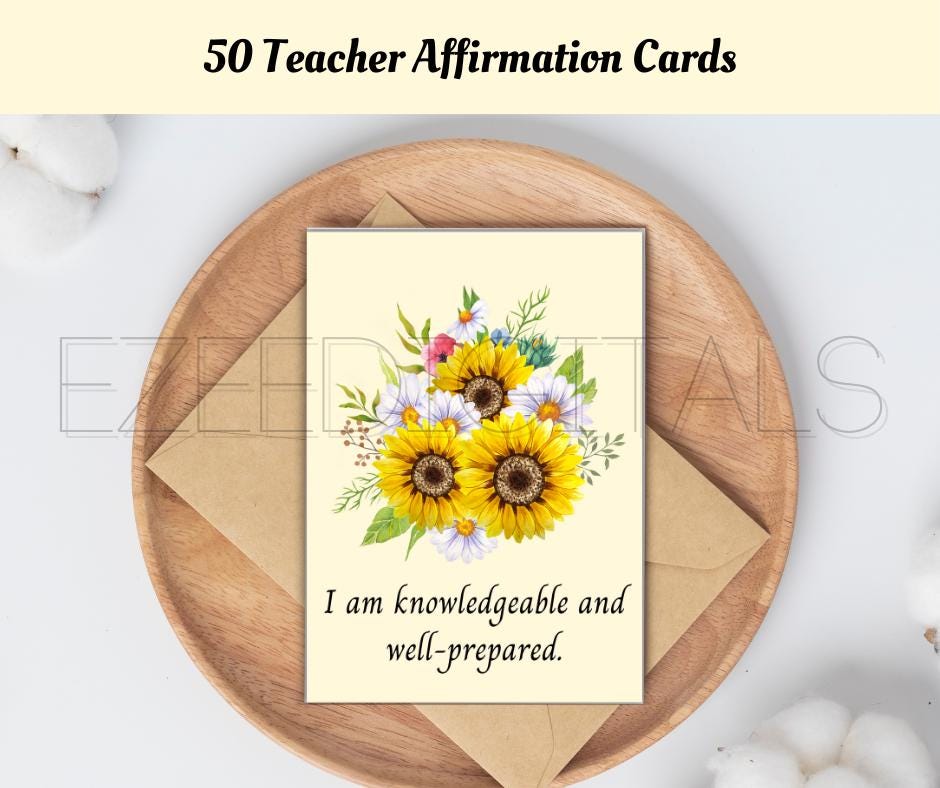 Printable Teacher Positive Affirmation Card Teacher Affirmation Card ...