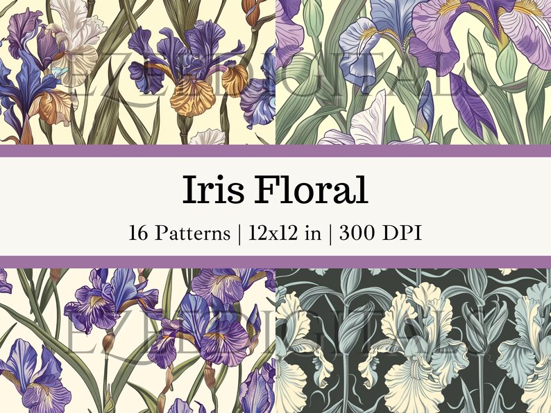 Iris Seamless Pattern Iris Digital Paper Floral Wallpaper Iris ...