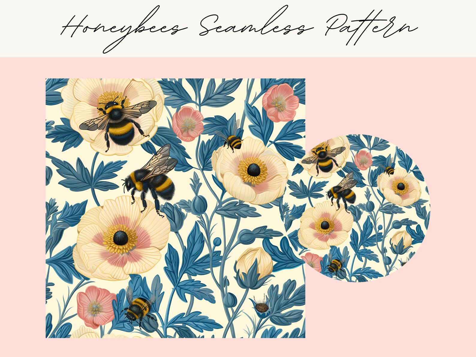 Bee Seamless Pattern Honeybee Digital Paper Bees Wallpaper Bee Digital ...