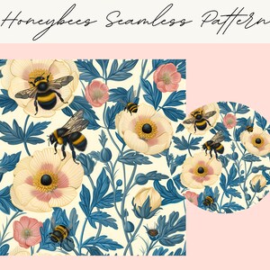 Bee Seamless Pattern Honeybee Digital Paper Bees Wallpaper Bee Digital ...