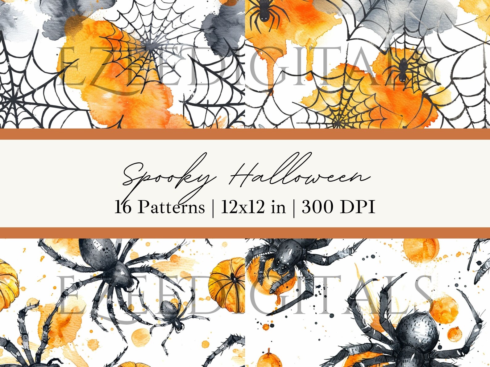 Spooky Halloween Seamless Pattern Halloween Digital Paper Halloween ...