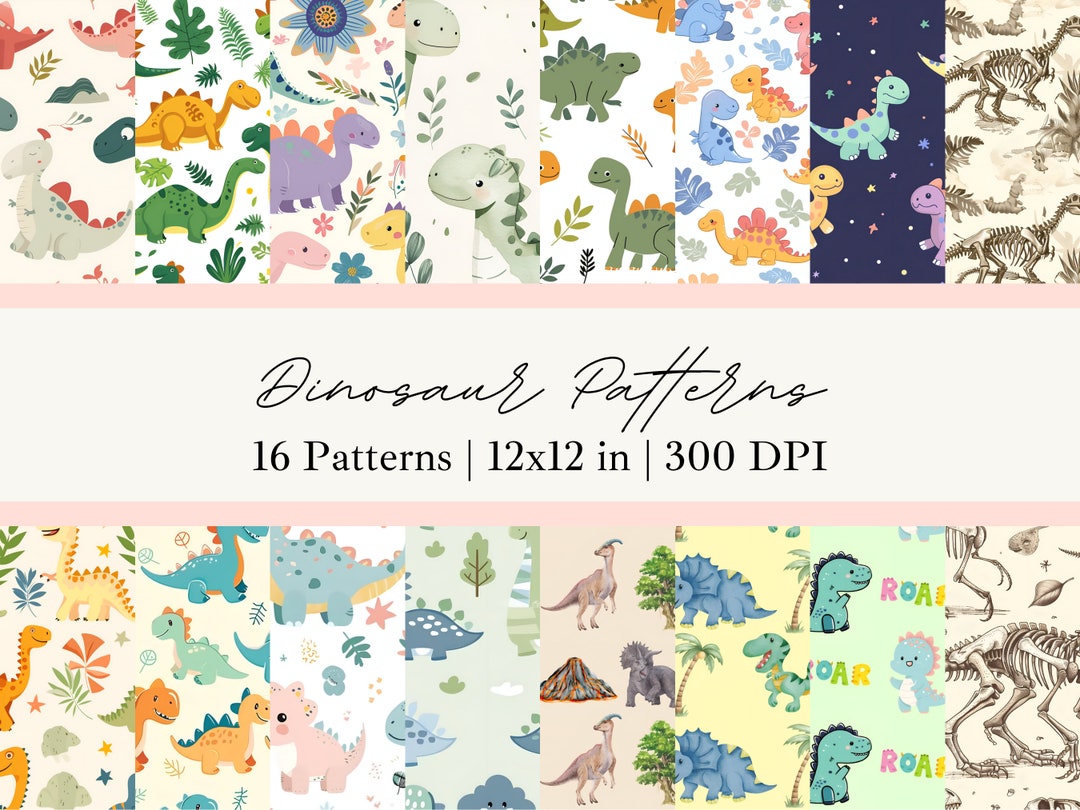 Dinosaur Seamless Pattern Dinosaur Digital Paper Dinosaur Digital ...