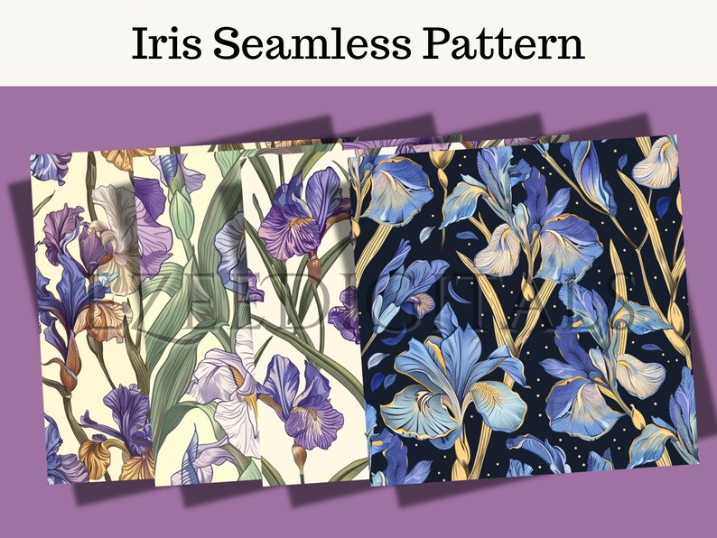 Iris Seamless Pattern Iris Digital Paper Floral Wallpaper Iris ...