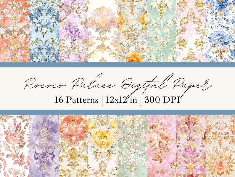 Rococo Palace Digital Paper Rococo Seamless Pattern Rococo Digital ...