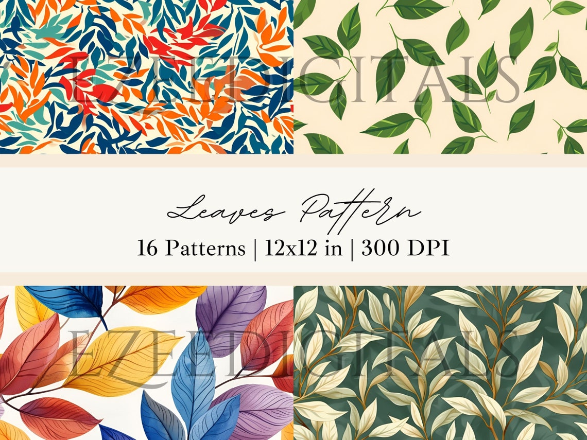 Leaves Seamless Pattern Leaves Digital Pattern Leaves Pattern Leaves ...