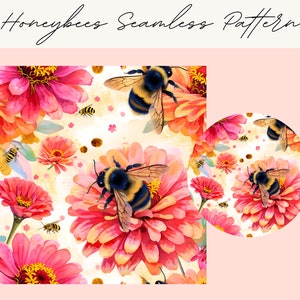 Bee Seamless Pattern Honeybee Digital Paper Bees Wallpaper Bee Digital ...
