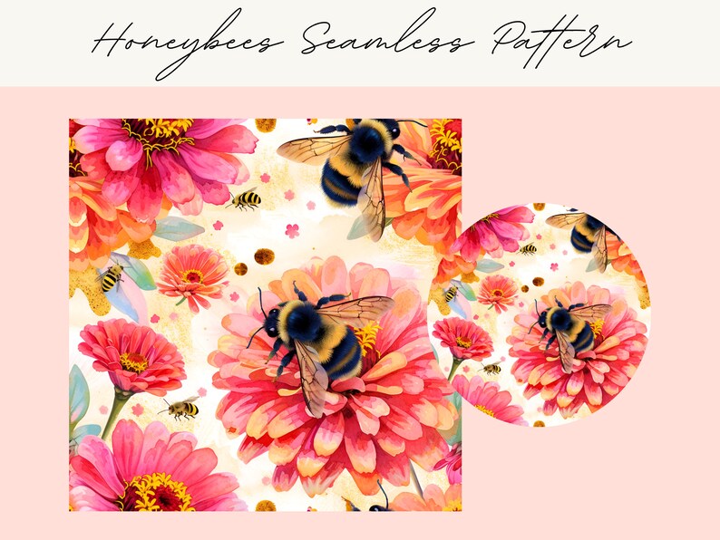 Bee Seamless Pattern Honeybee Digital Paper Bees Wallpaper Bee Digital ...