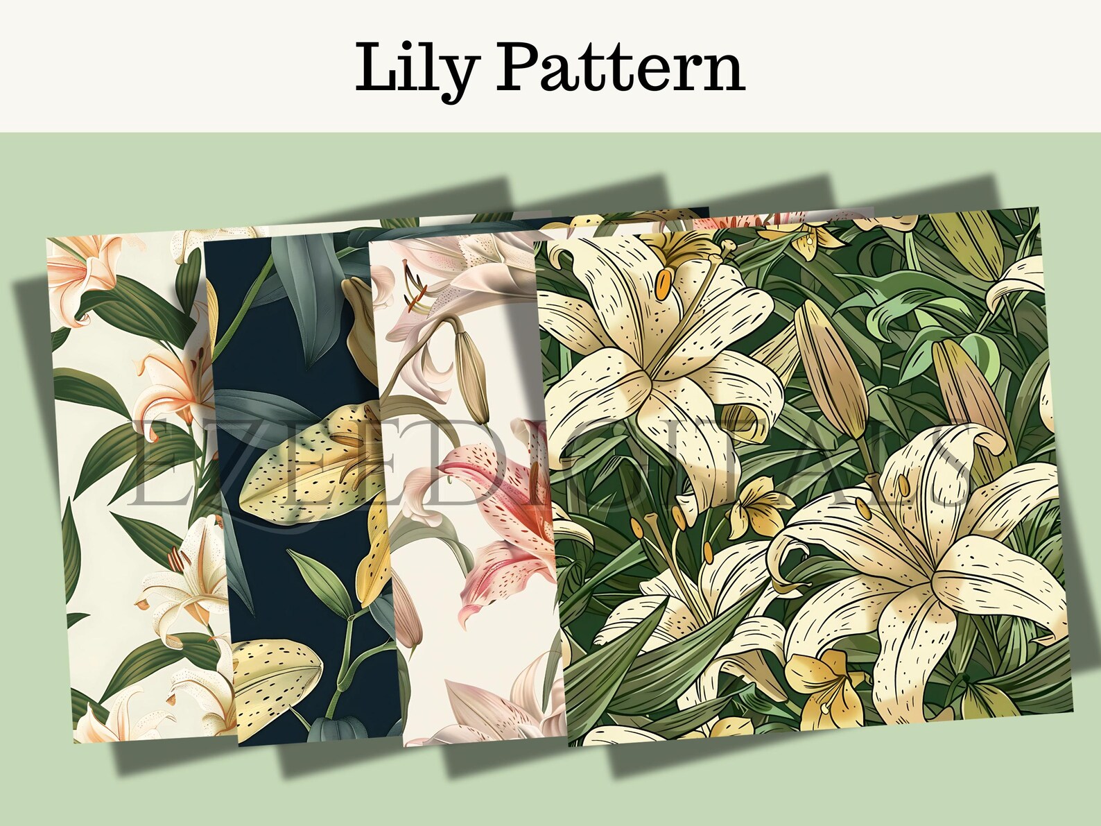 Lily Seamless Pattern Lily Digital Paper Lily Wallpaper Lily Wallpaper ...