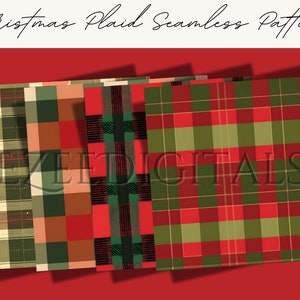 Christmas Plaid Seamless Pattern Christmas Plaid Digital Paper ...