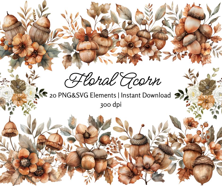 Fall Acorn Clipart Fall Acorn Clip Art Fall Acorn PNG Fall Acorn SVG ...